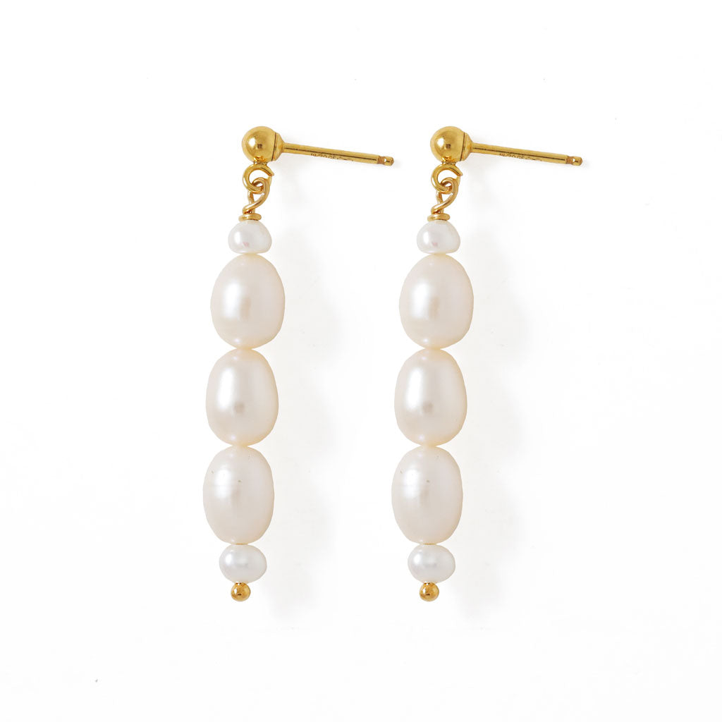Pearl Drop Earrings - Handmade Pearl Post Drops – Delia Langan Jewelry