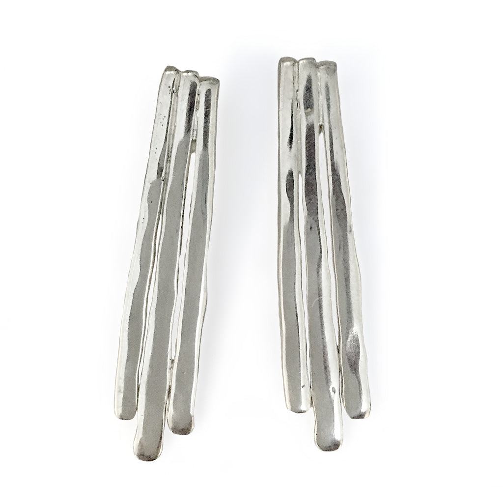 Long Fringe Post Earrings - Williamsburg Brooklyn Delia Langan Jewelry