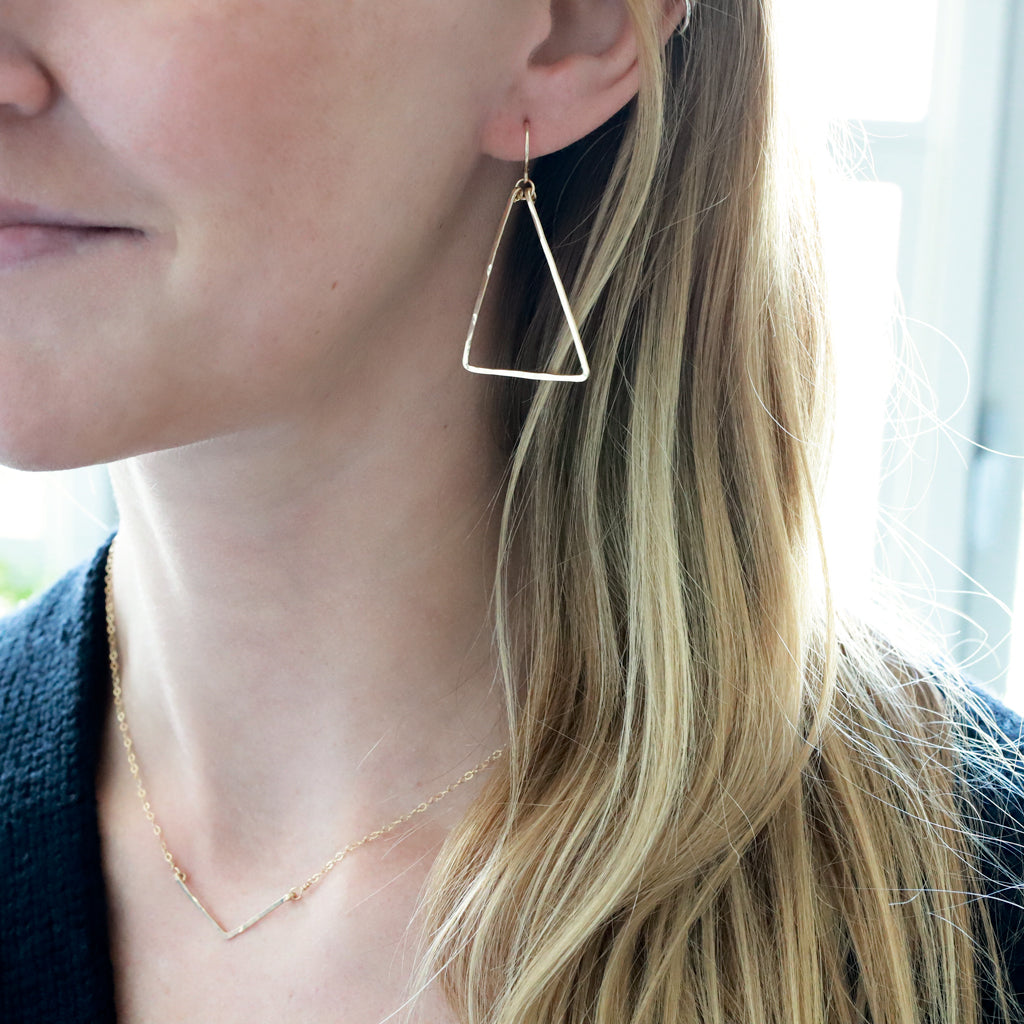 Triangle Shaped Gold Earrings | Handmade in Brooklyn by Delia Langan ...