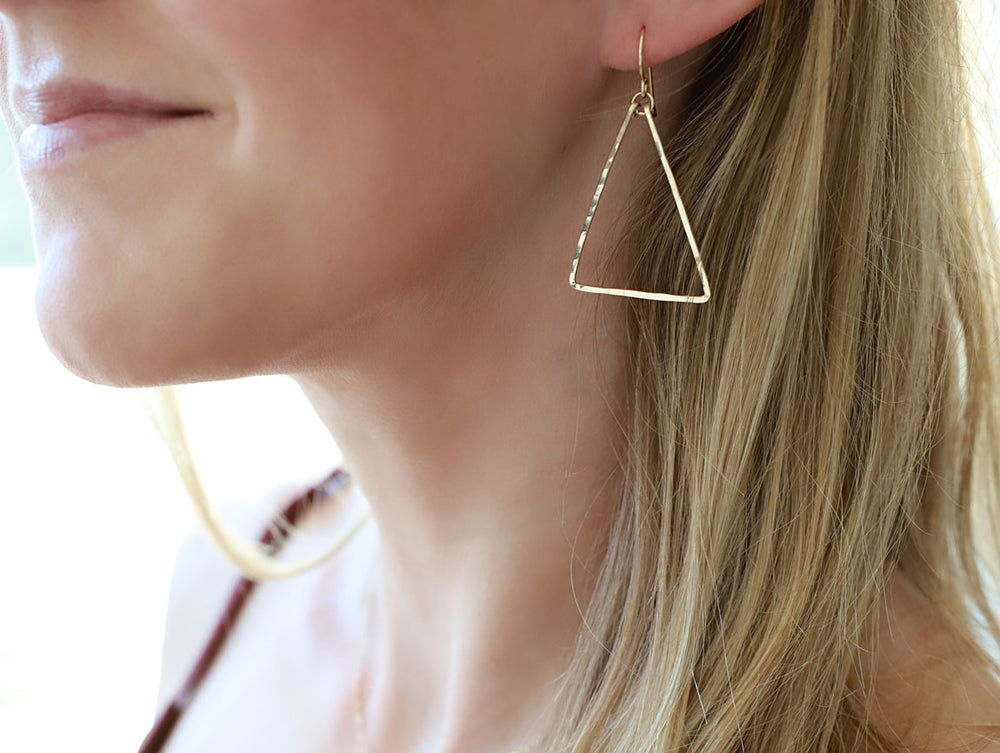 triangle shape long earrings