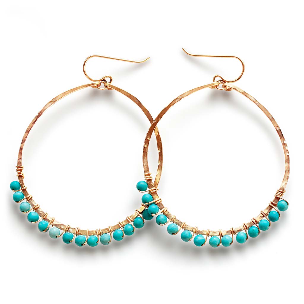 Gemstone Arc Hoops - Turquoise | Handmade in Brooklyn – Delia Langan ...